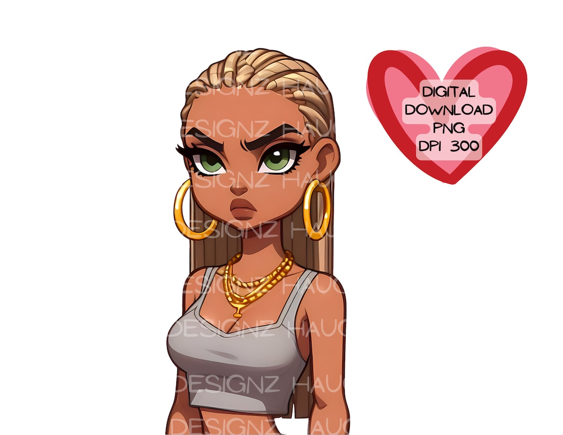 Boondocks Inspired Characters 4 Female Boondocks Style Bundle Png Sublimation Png Cartoon