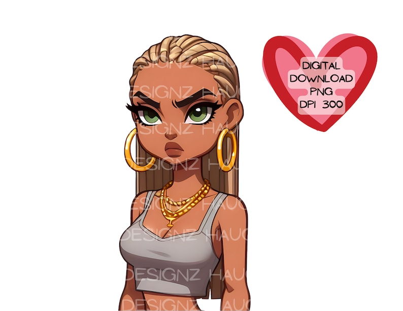 Boondocks Inspired Characters, 4 Female Boondocks Style Bundle, PNG ...