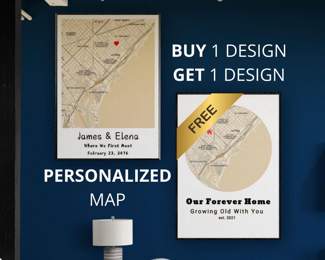 Custom Map Print Our First Date Map Valentines Day Gift for Him Wedding ...