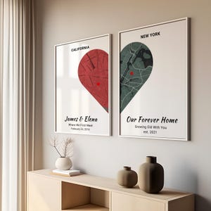 Custom Map Print Our First Date Map Valentines Day Gift Wall Art ...