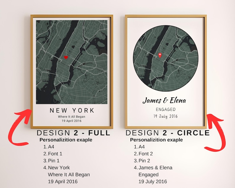 Custom Map Print | Digital Art for Couples | Personalized City Wall Poster | Printable Gift for ...
