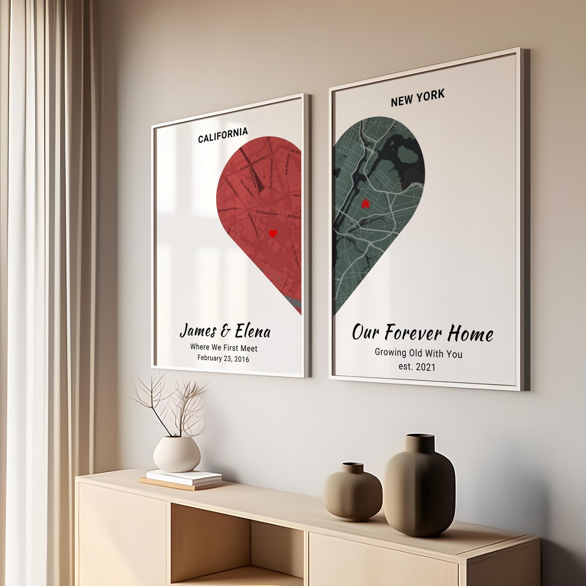 Custom Map Print | Our First Date Map | Valentines Day Gift | Wall Art ...