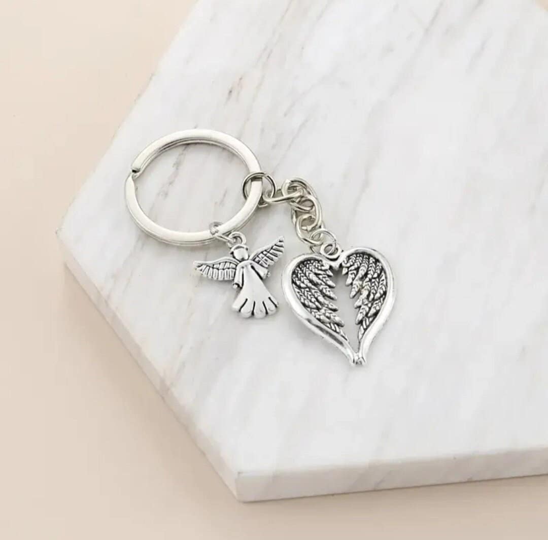 Guardian Angel Wings Keychain Heart Shaped Key Chain Gift - Etsy UK