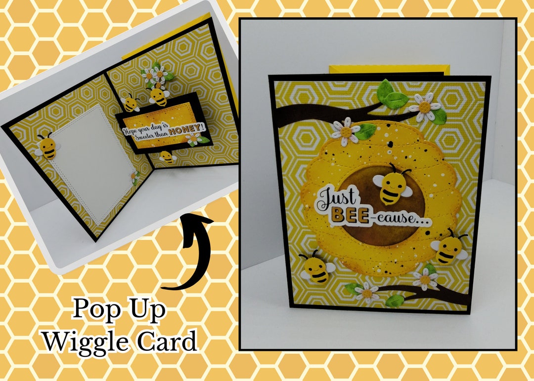 Handmade 3d Interactive Wiggle Pop Up, Bees and Hive With Flowers Card ...