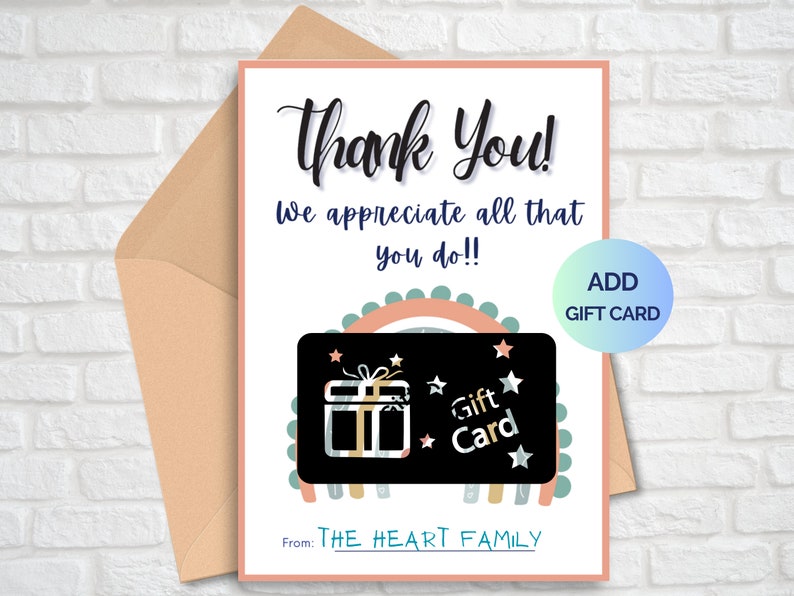 Thank You Teacher Printable Gift Card Holder / Printable Teacher Thank ...