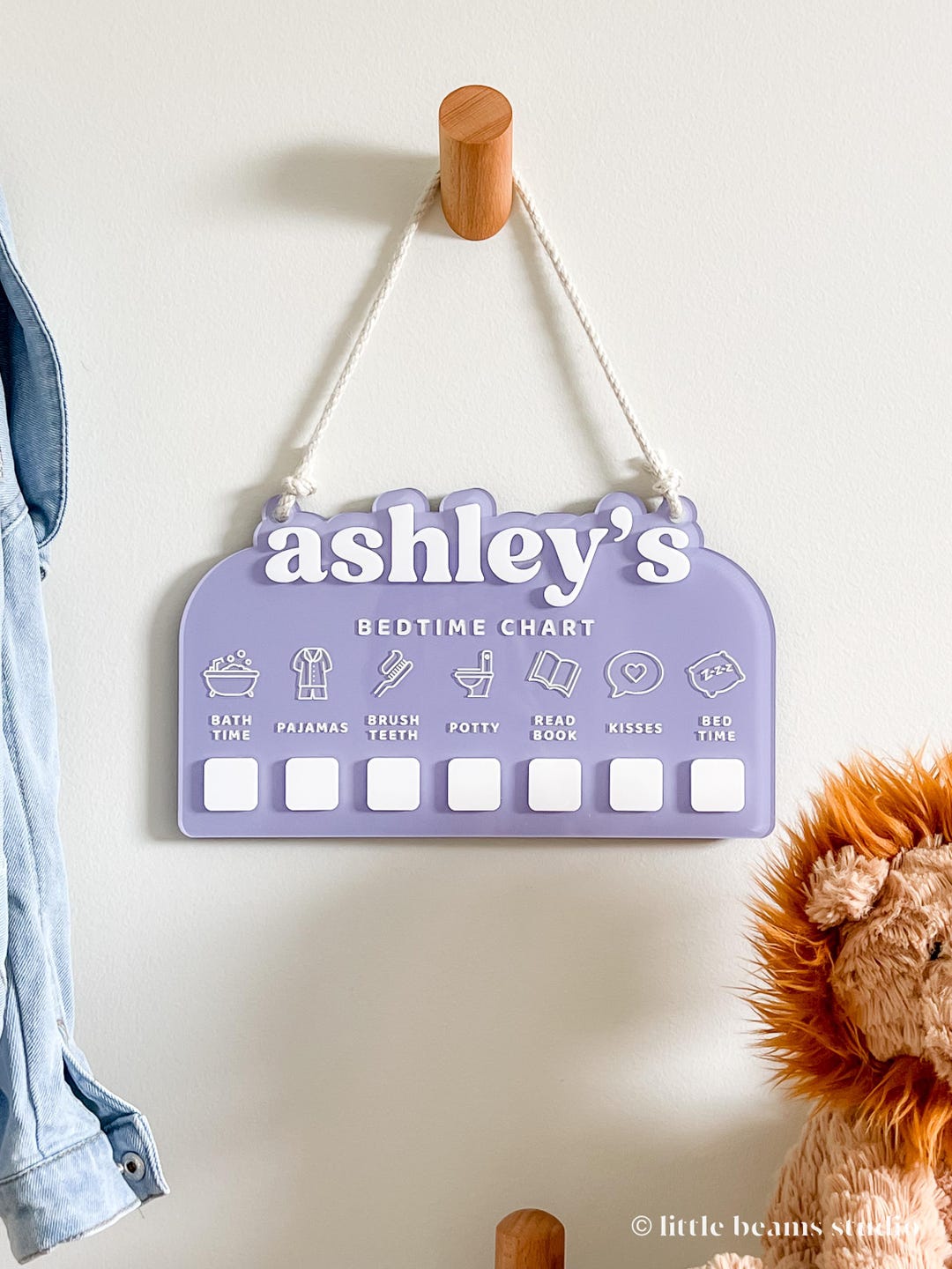 Personalized Acrylic Bedtime Chart| Bedtime Routine Chart| Kids Daily ...