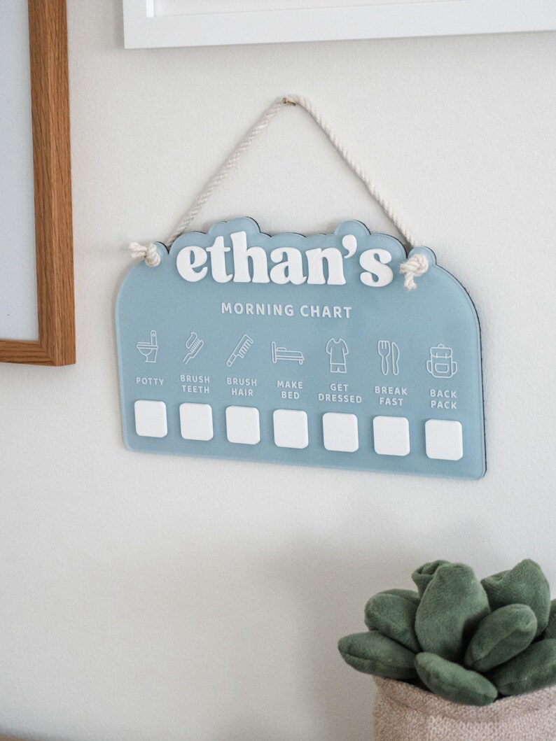 Personalized Acrylic Kids Morning Chart| Morning Routine Chart| Kids ...