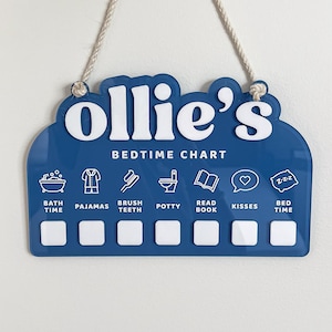 Personalized Acrylic Bedtime Chart| Bedtime Routine Chart| Kids Daily ...