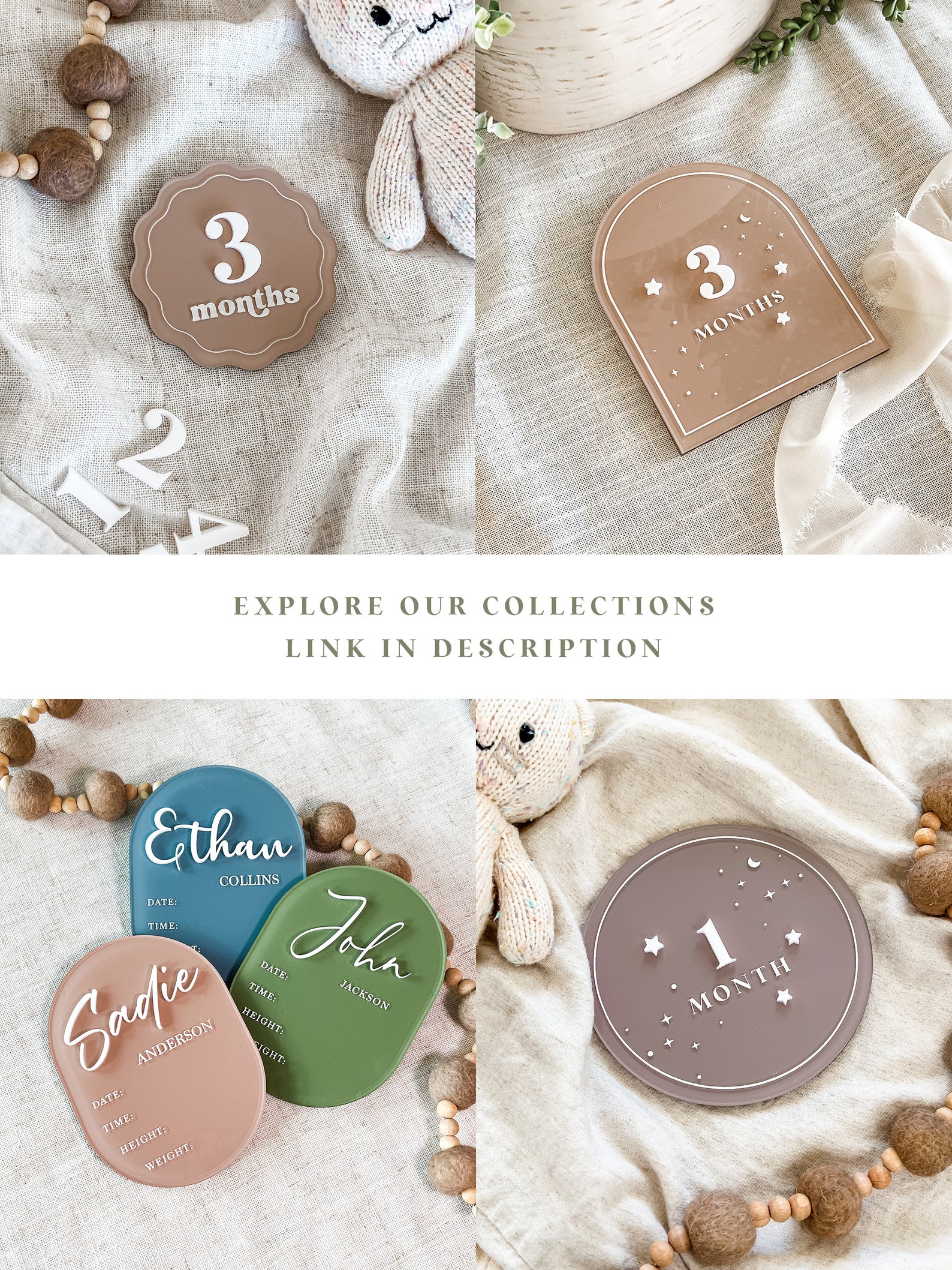 Acrylic Star Arch Milestone Cards | Monthly Milestone Markers | Boho ...
