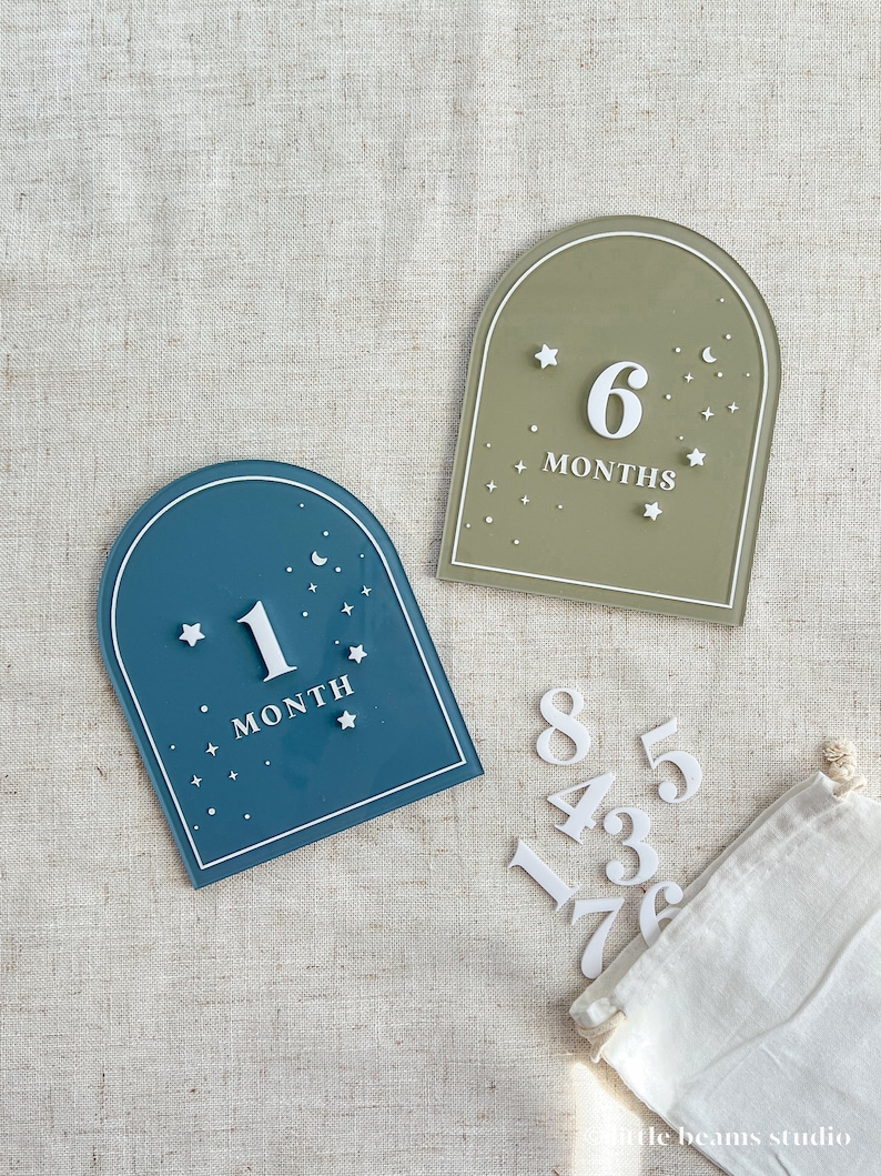 Acrylic Star Arch Milestone Cards | Monthly Milestone Markers | Boho ...