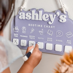 Personalized Acrylic Bedtime Chart| Bedtime Routine Chart| Kids Daily ...