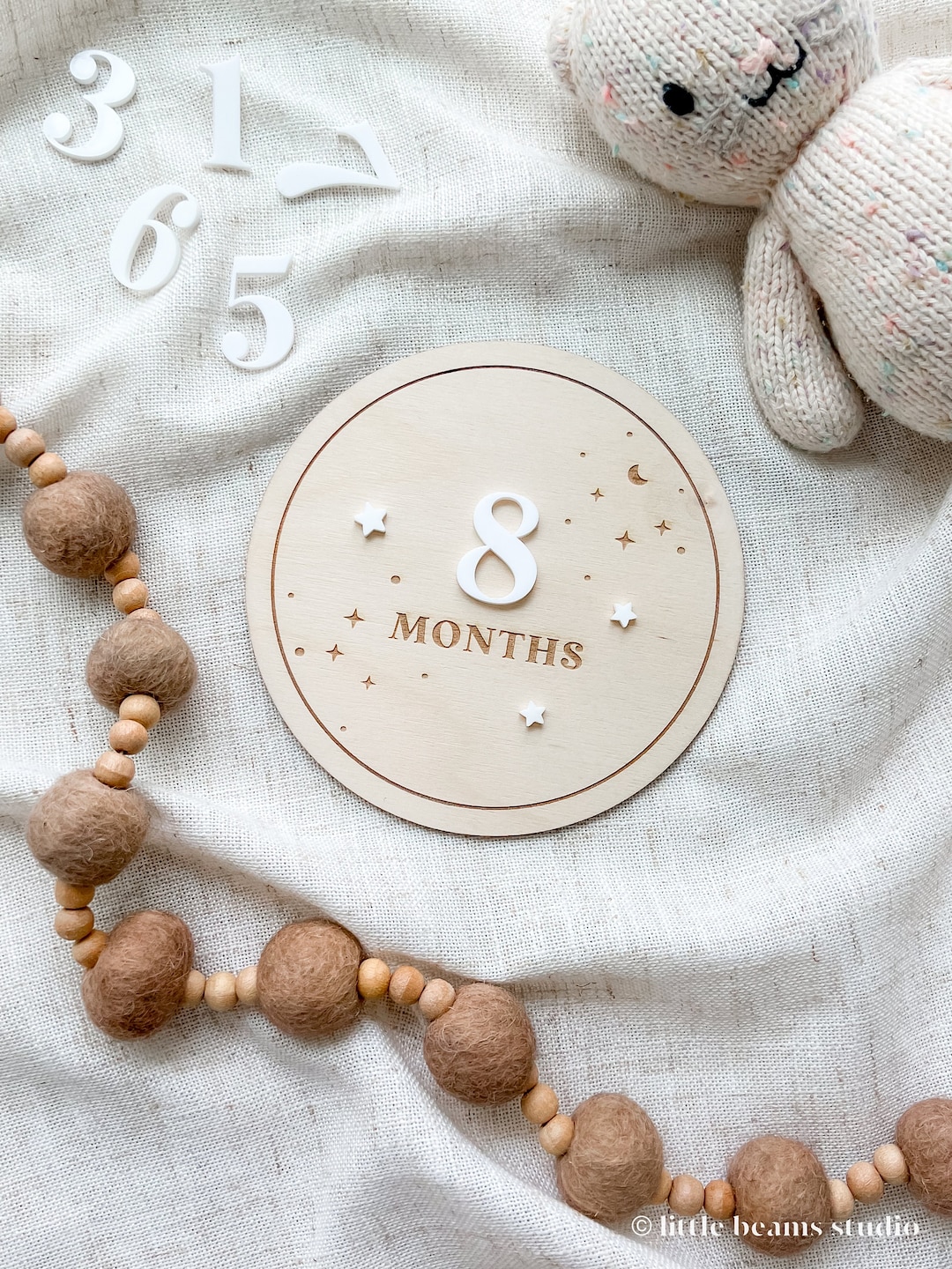 Wood Starry Night Round Milestone Cards | Monthly Milestone Markers ...