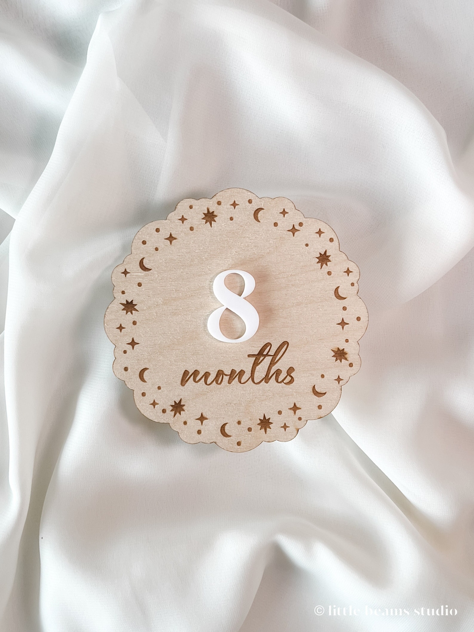 Wood Scallop Starry Night Milestone Cards | Monthly Milestone Markers ...