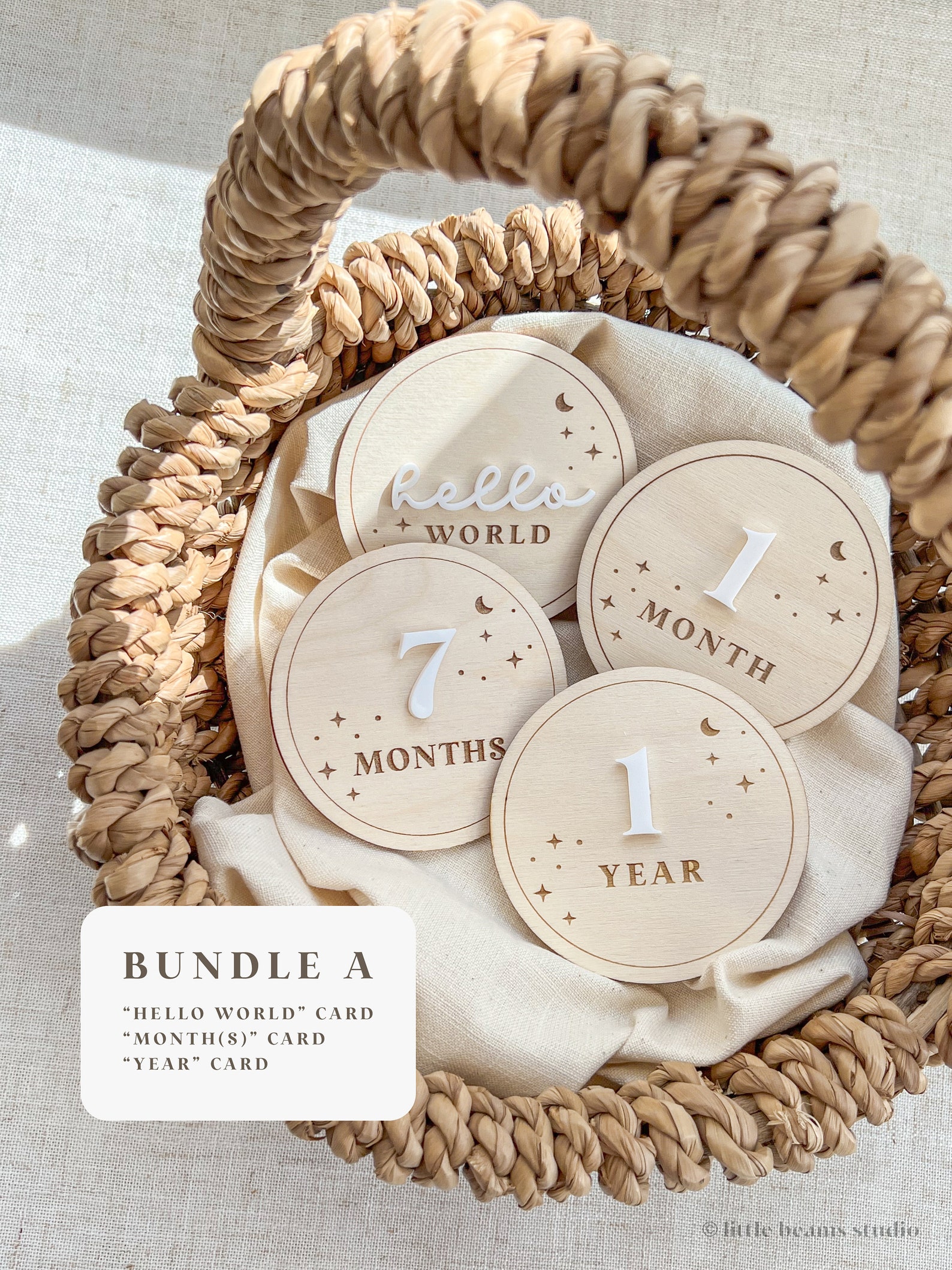 Starry Night Round Wood Milestone Cards | Monthly Milestone Markers ...
