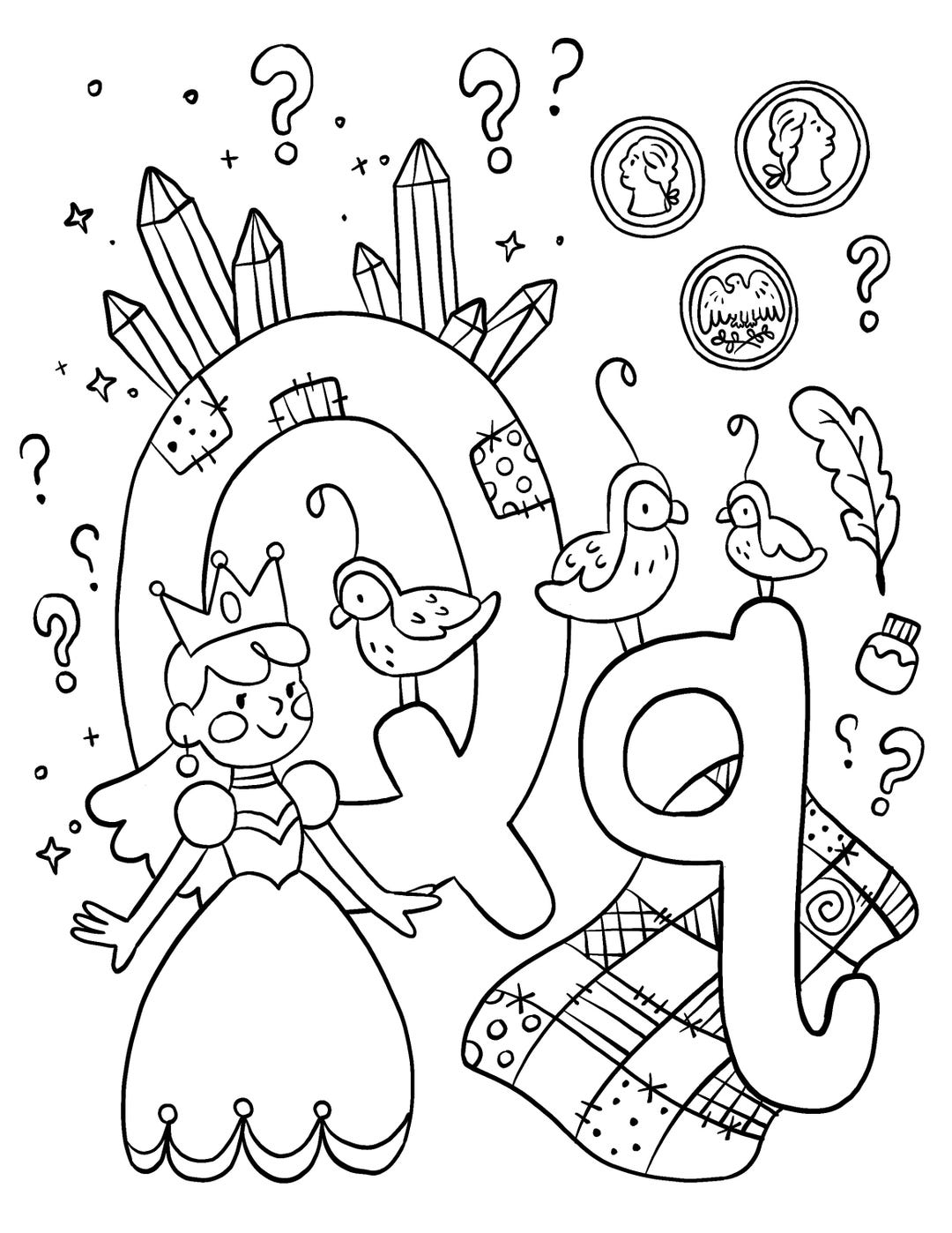 ABC Coloring Page Letter Q - Etsy