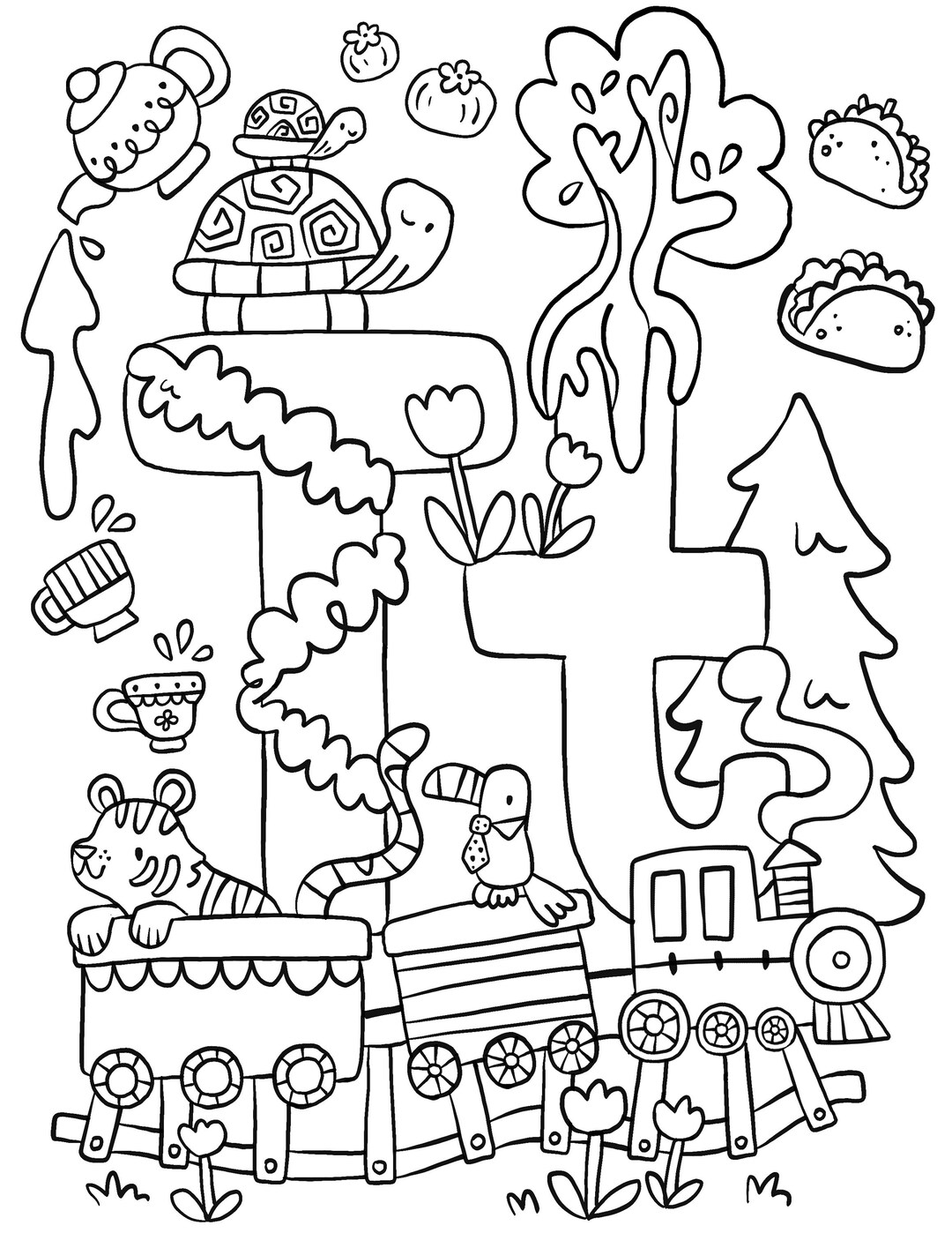ABC Coloring Page Letter T - Etsy