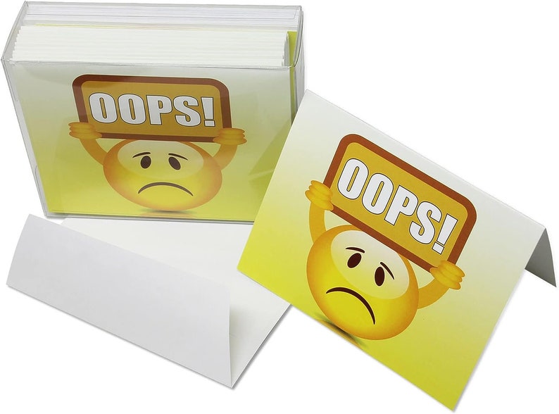 Oops! Apology Sorry Cards 12 or 24 Count - Blank Inside With White ...