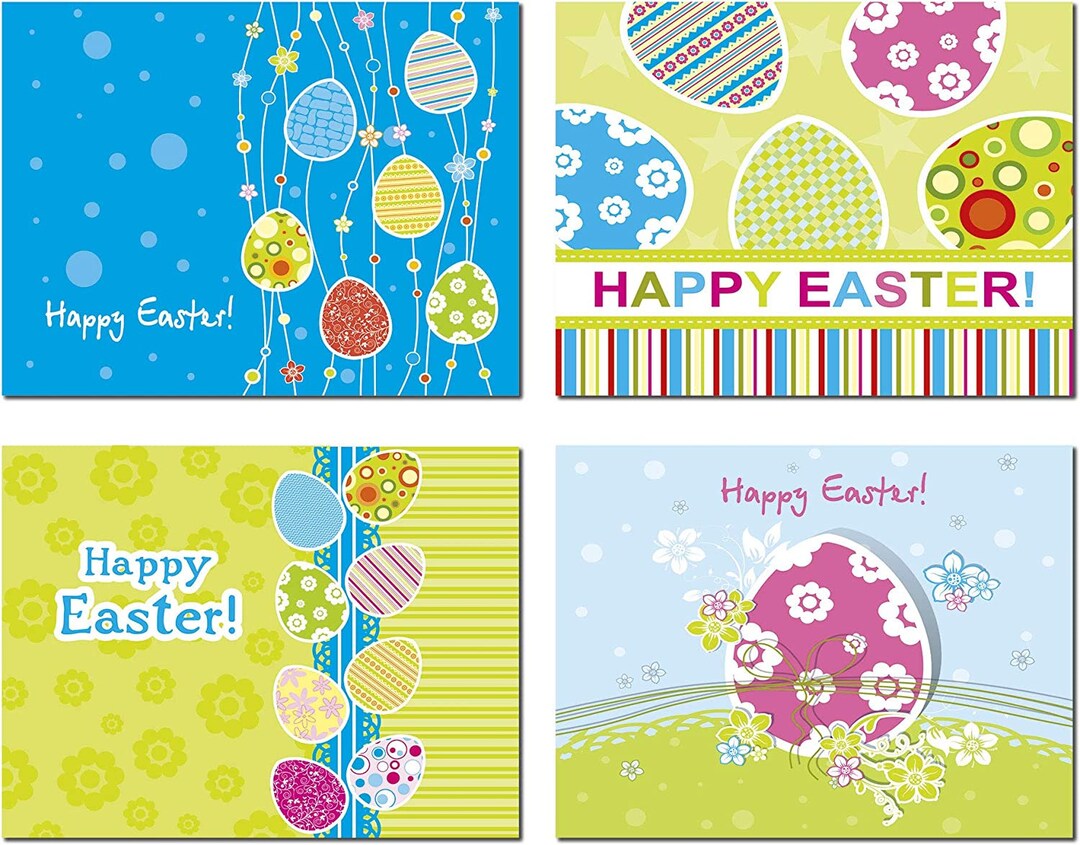Vibrant Happy Easter Cards 12 or 24 Count - Blank Inside With Envelopes ...