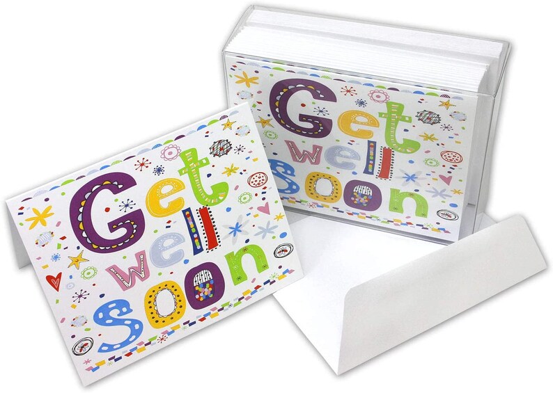 Get Well Soon Notecards 12 or 24 Count Blank Inside With Envelopes A2 ...