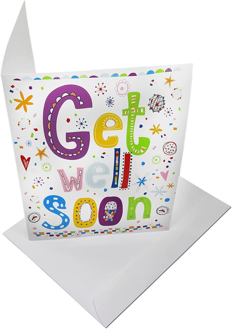 Large Get Well Soon Card From Group- Blank Inside With Envelope - 11.75 ...