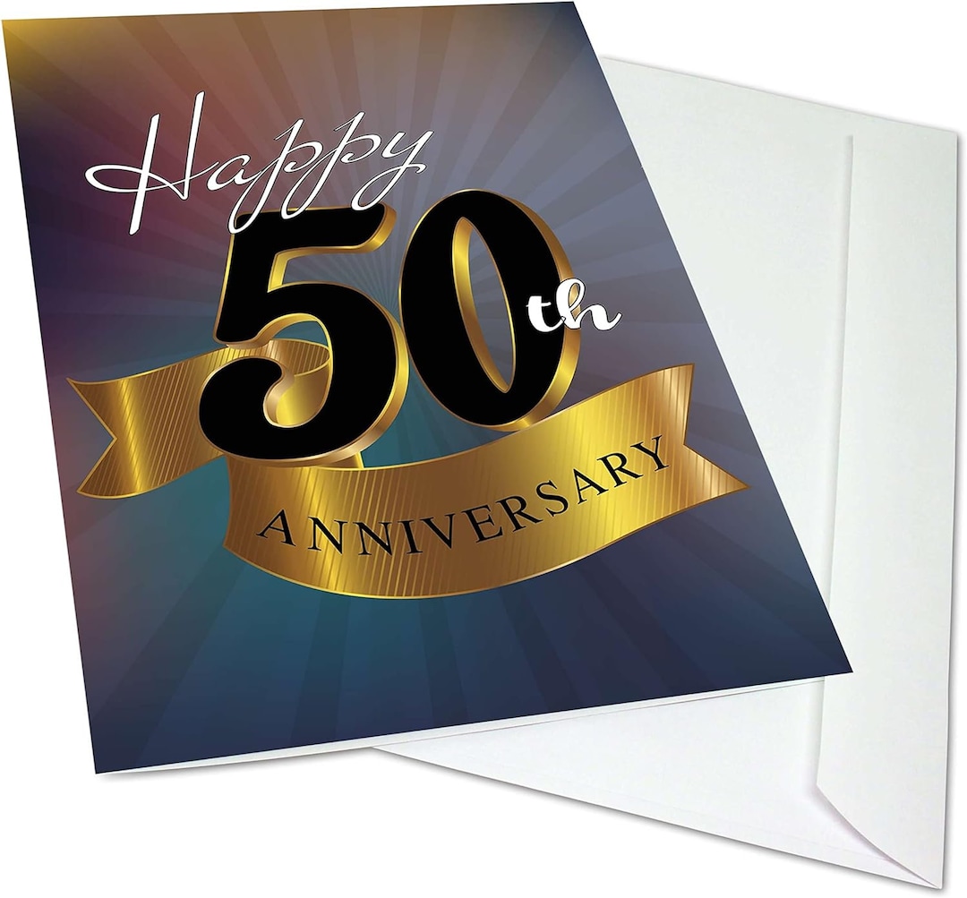 Large Happy 50th Anniversary Card From Group - Blank Inside With ...