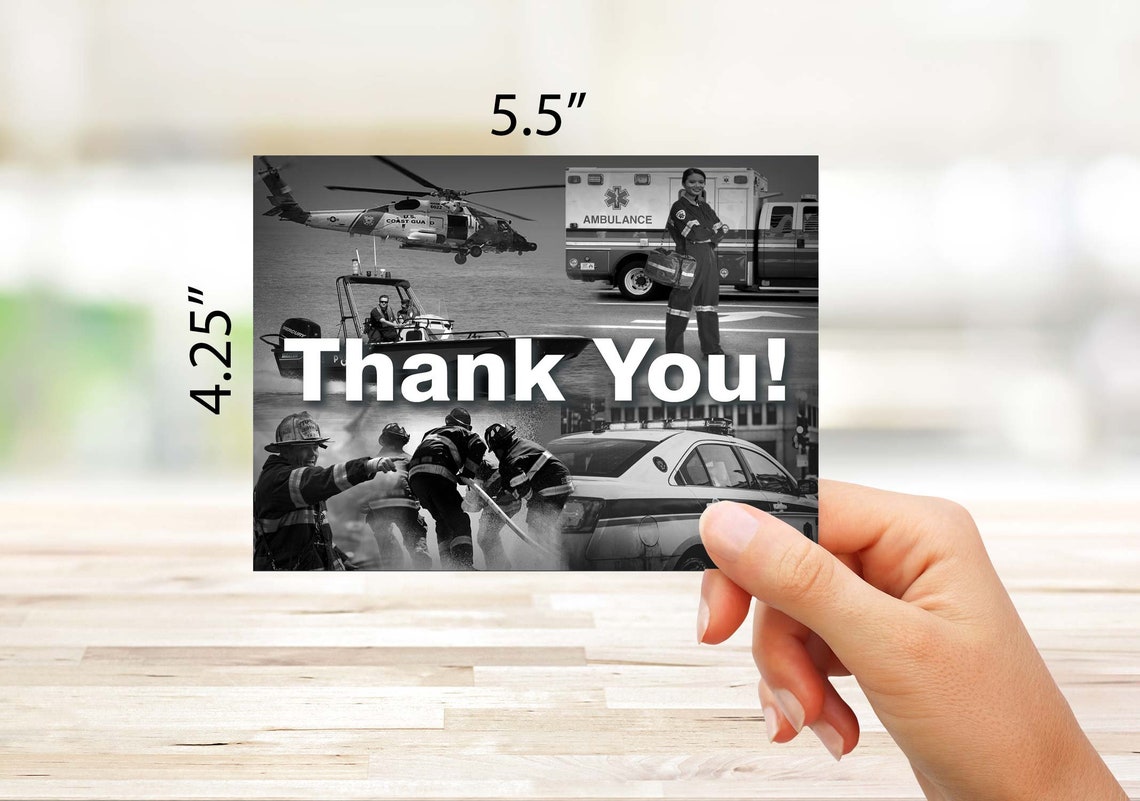First Responder Thank You Cards 12 or 24 Count-blank Inside With ...