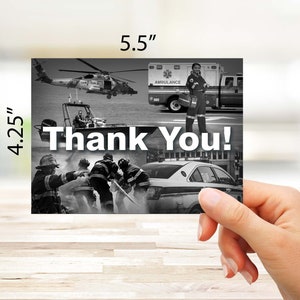 First Responder Thank You Cards 12 or 24 Count-blank Inside With ...