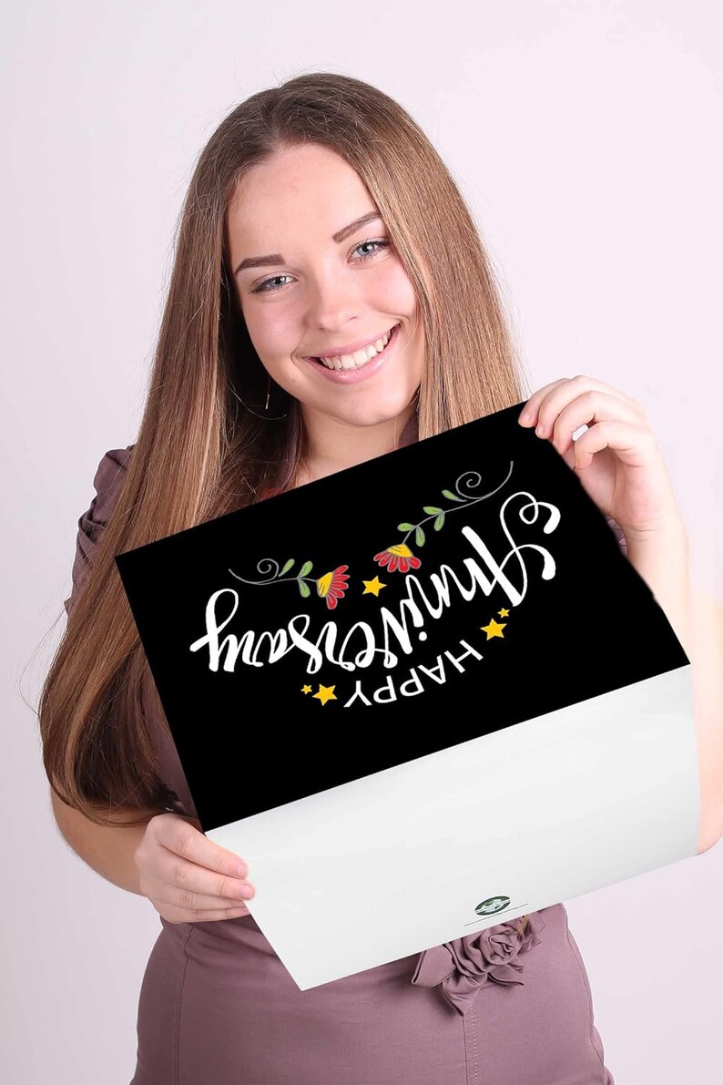 Large Happy Anniversary Card - Blank Inside With Envelope - 11.75" X 9 ...