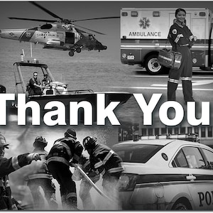 First Responder Thank You Cards 12 or 24 Count-blank Inside With ...