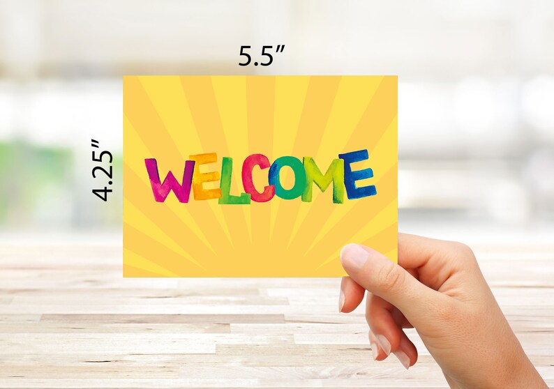 Welcome Note Cards 12 or 24 Count - Blank Inside With Envelopes - A2 ...