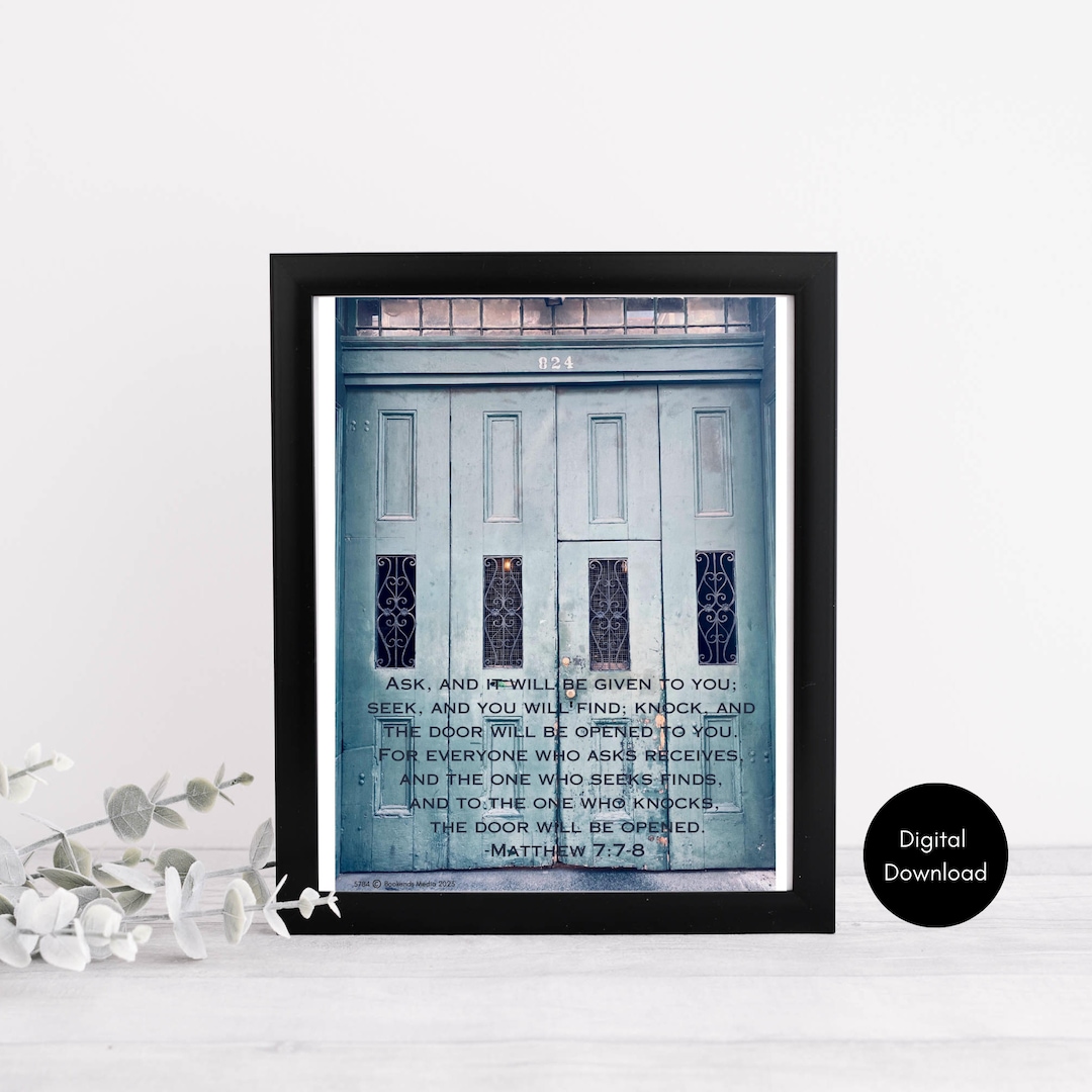 Biblical Wall Art | Matthew 7: 7-8 | Bible Verse Print | Jewish Year ...