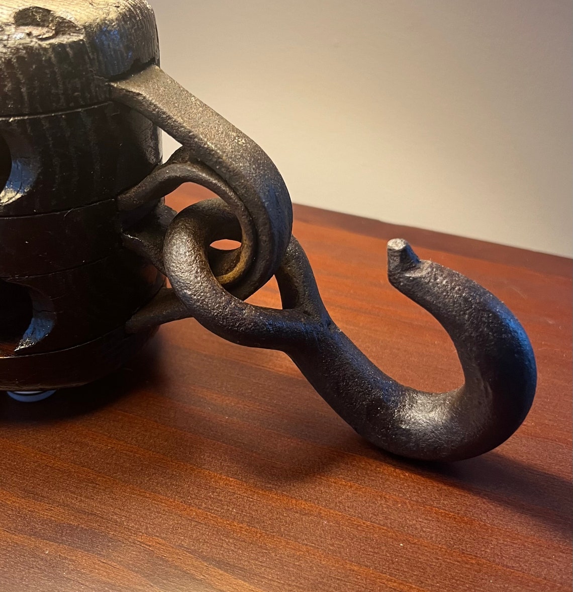 Wood Pulley Block Table Lamp - Etsy