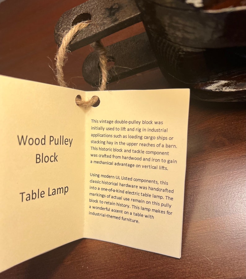 Wood Pulley Block Table Lamp - Etsy