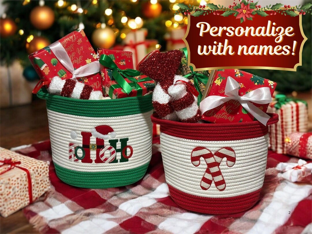 Personalized Christmas Gift Basket | Custom Christmas Party Gift Bag ...
