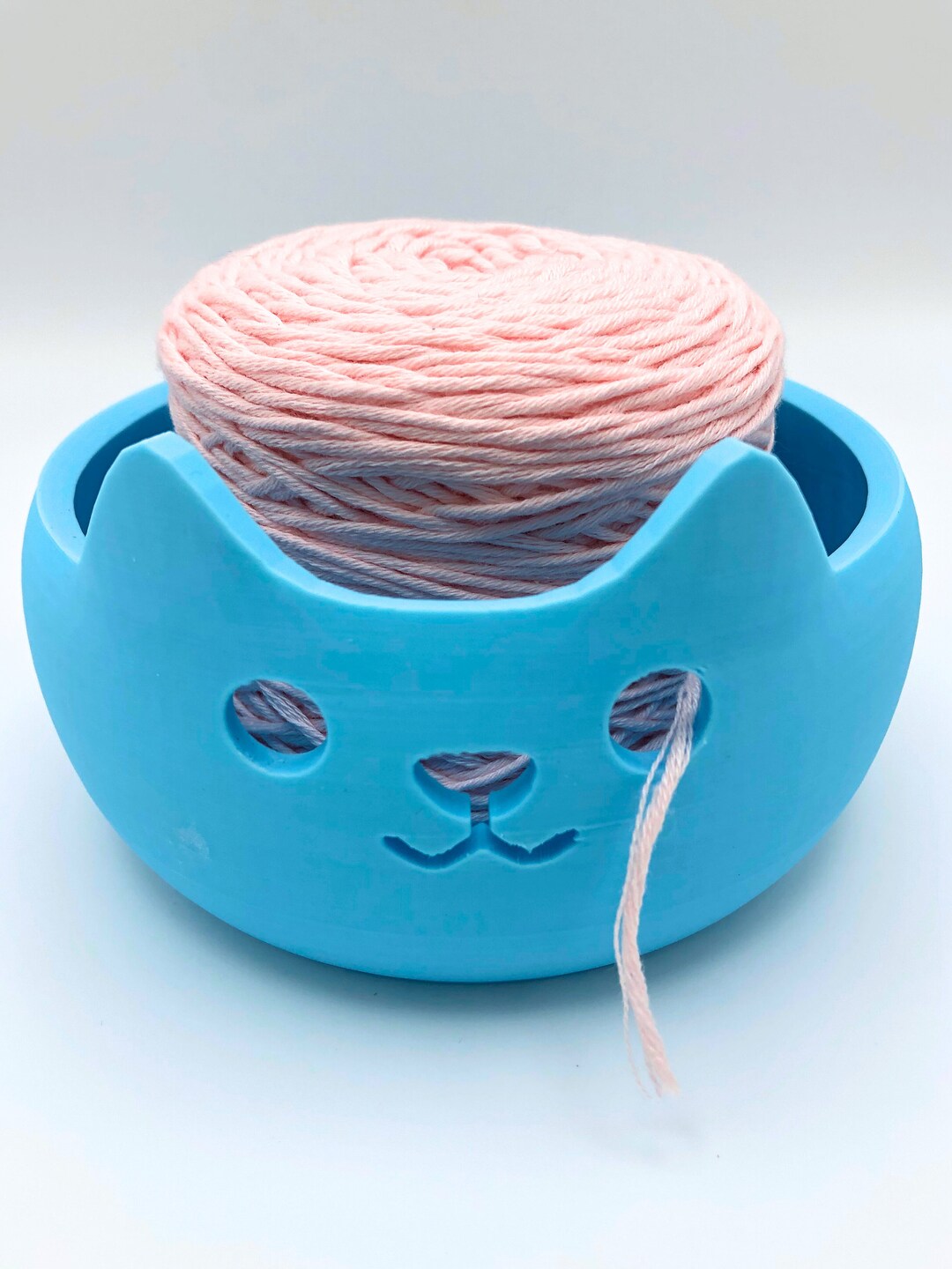 Cat Yarn Bowl Blue 3D Print Crochet Storage Knitting Container - Etsy