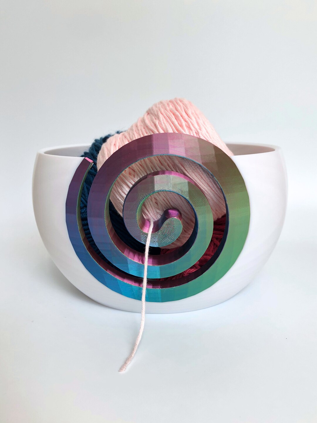 Modern Swirl Yarn Bowl With Minimalist Spiral or Whirl; Large Crochet ...