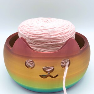 Cat Yarn Bowl Blue 3D Print Crochet Storage Knitting Container - Etsy