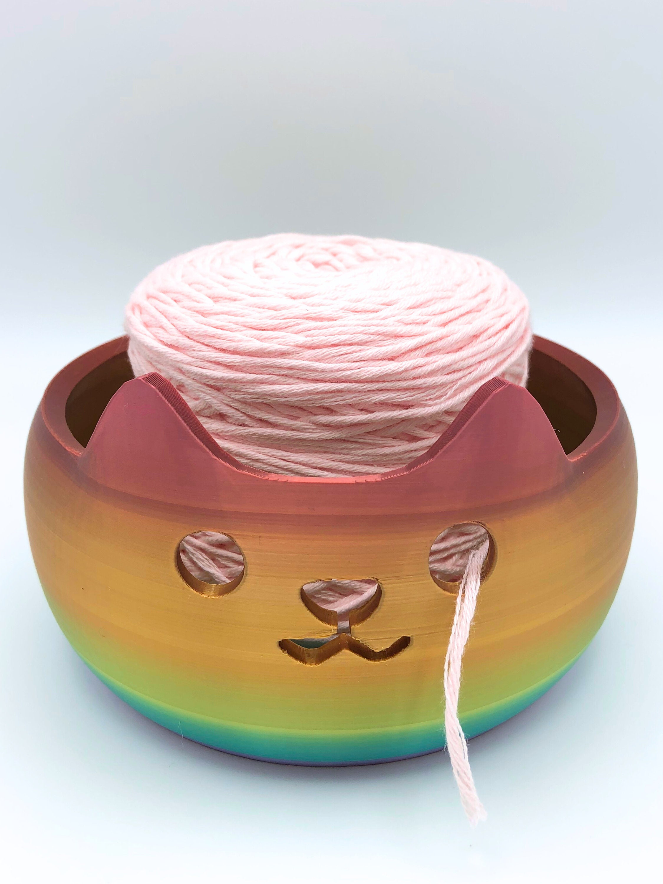 Cat Yarn Bowl Blue 3D Print Crochet Storage Knitting Container - Etsy