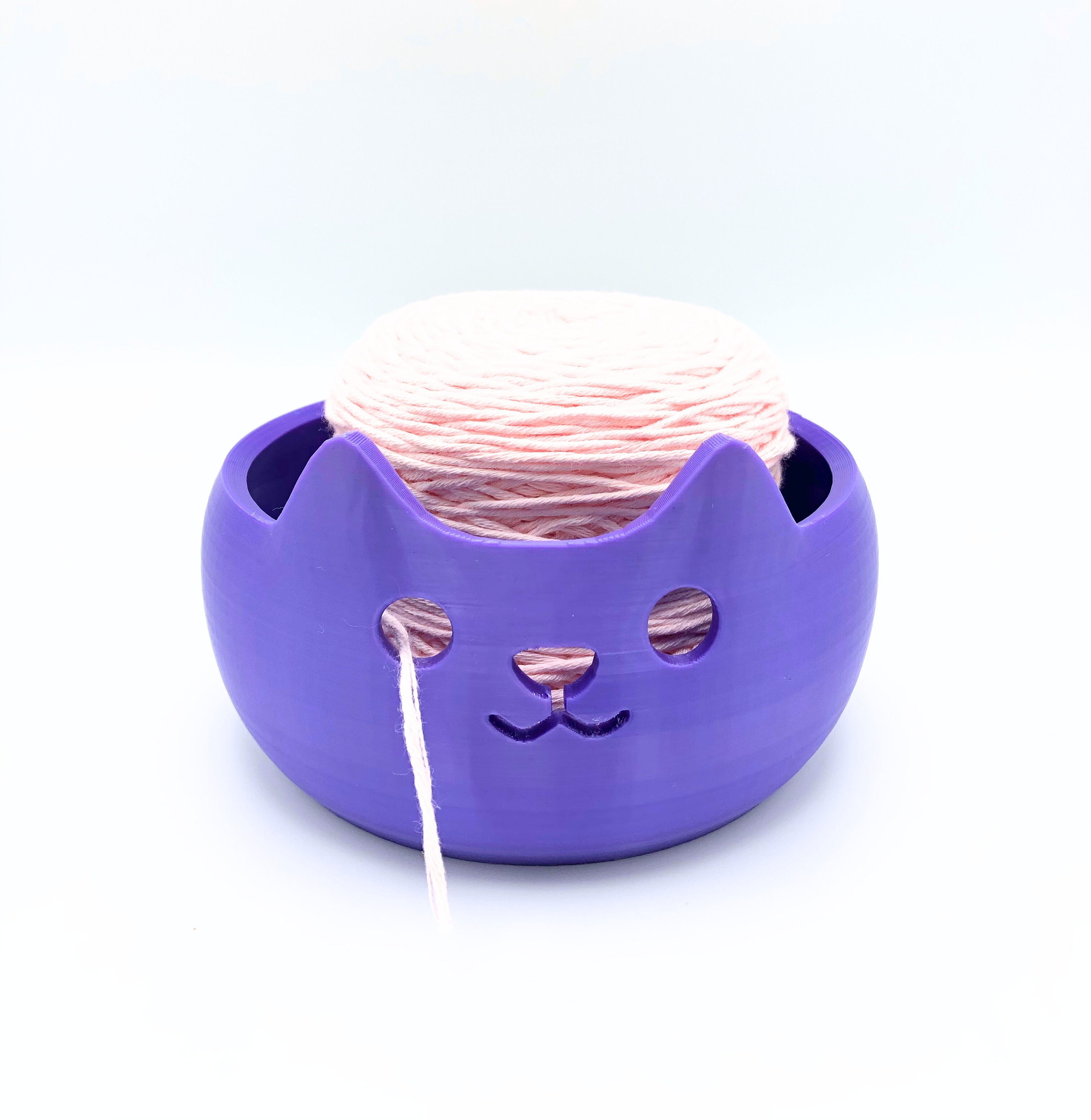 Cat Yarn Bowl Blue 3D Print Crochet Storage Knitting Container - Etsy