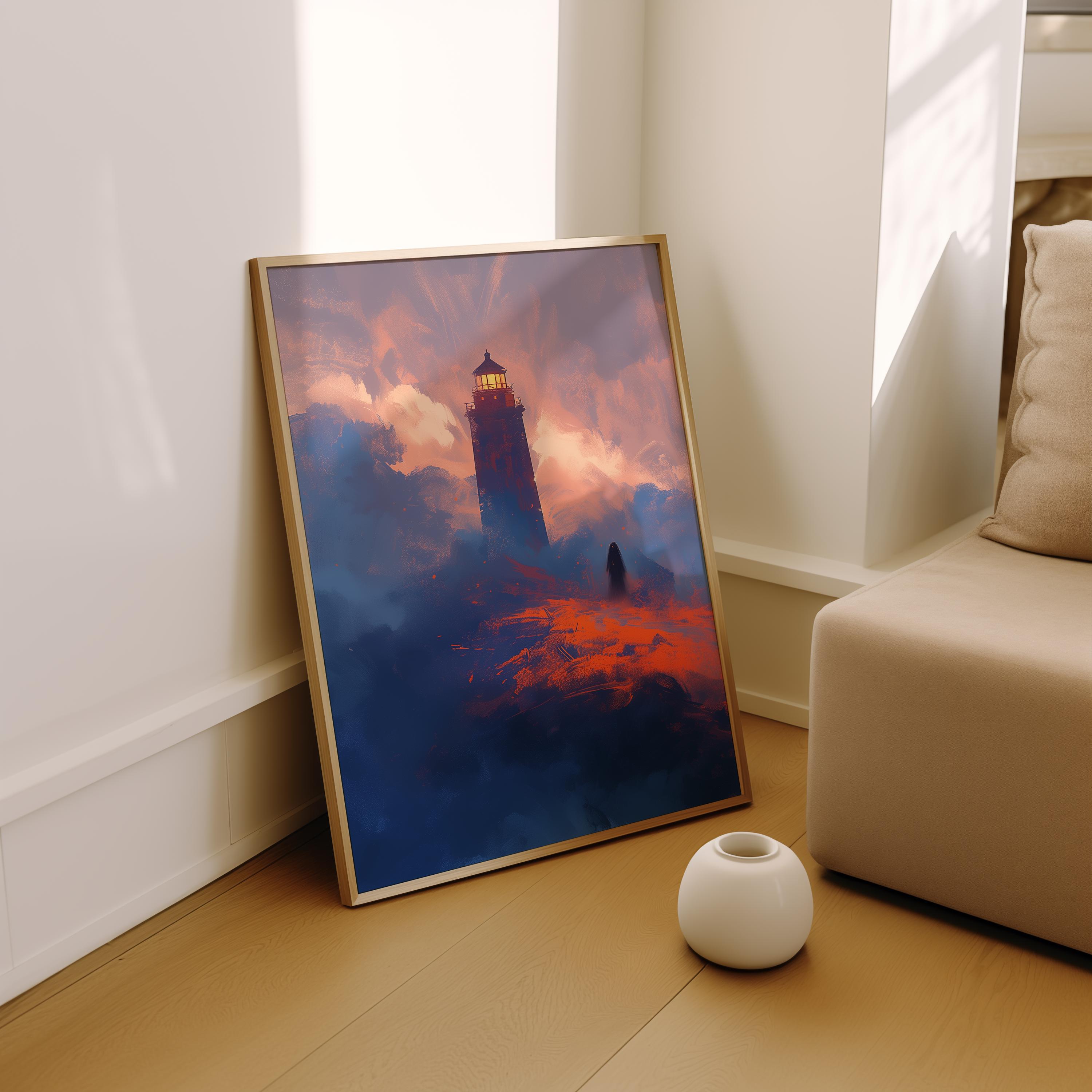 Vertical Lighthouse Poster, Ocean Art Print, Coastal Wall Decor ...