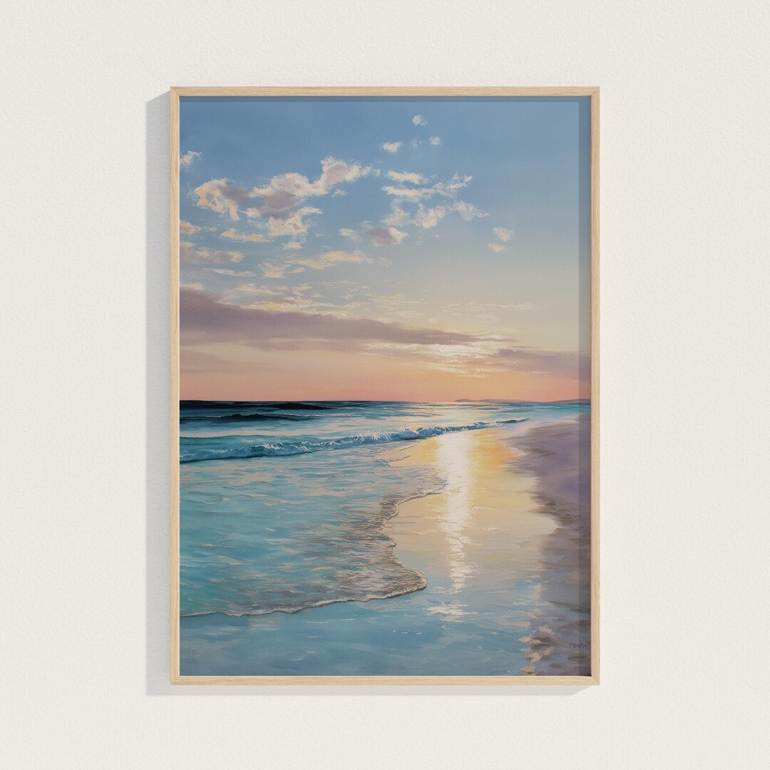Ocean Sunrise Wall Art, Coastal Horizon Print, Tranquil Beach ...