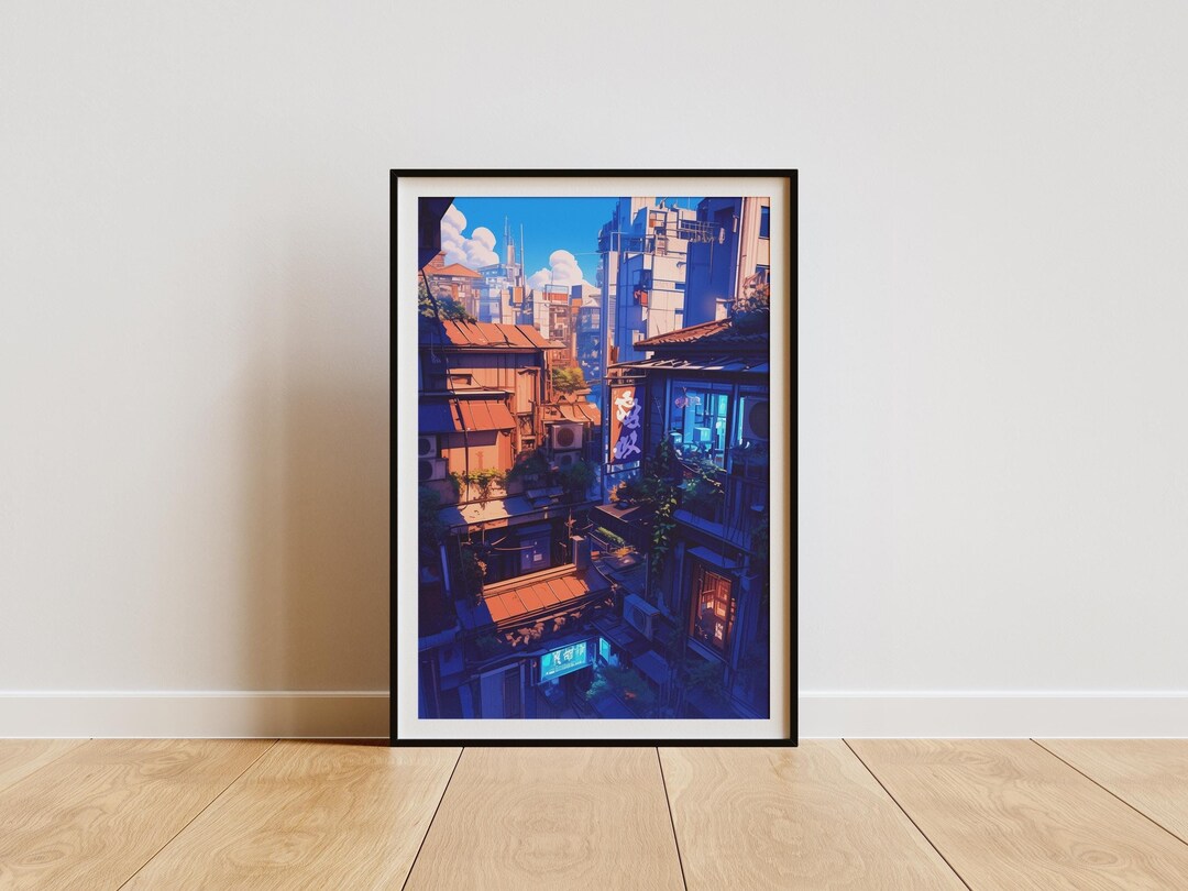 Vibrant Tokyo Cityscape Poster: Warm Sunlit Urban Art Print, Perfect ...