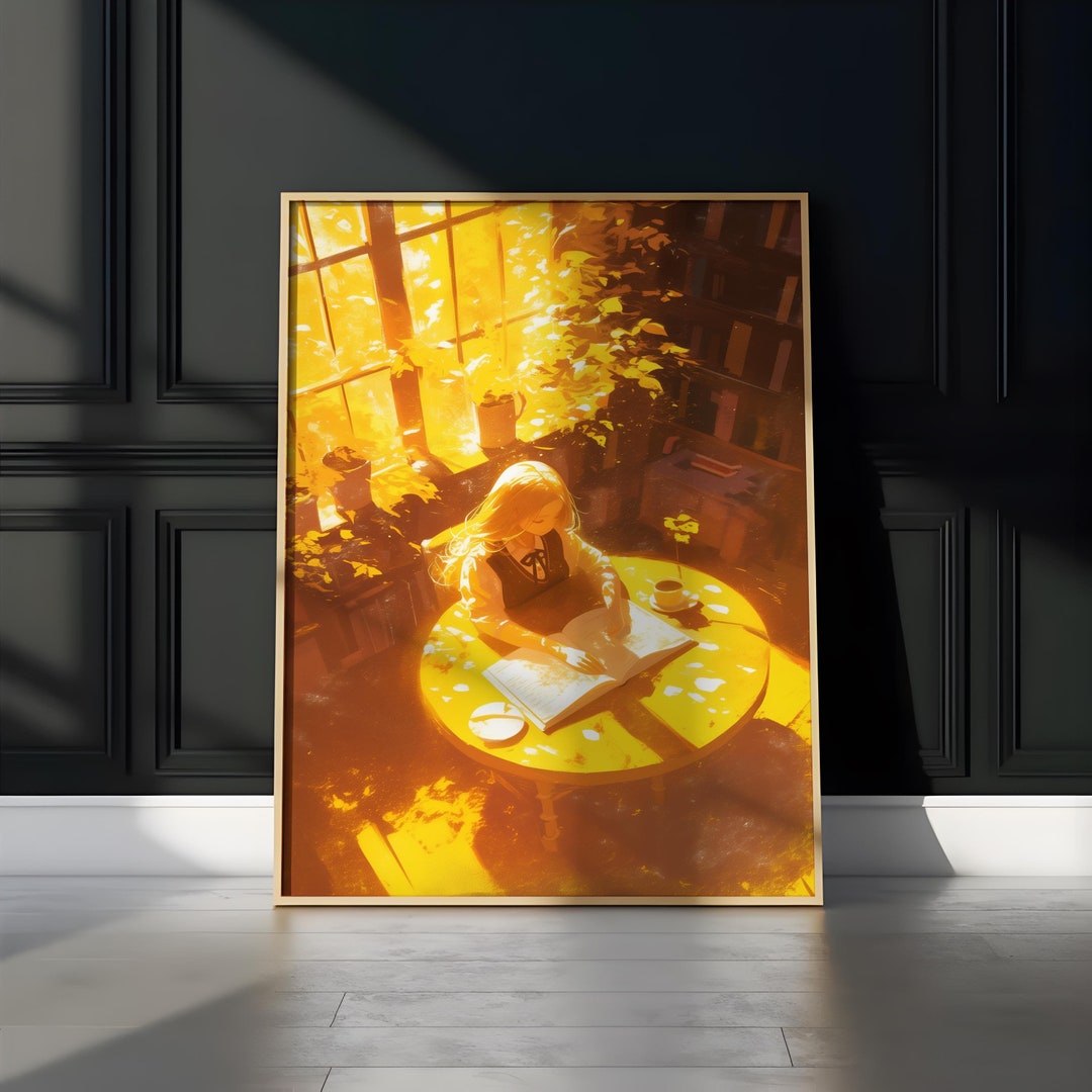 Cozy Reading Nook Poster for Book Lovers, Aesthetic Sunlit Anime Print ...