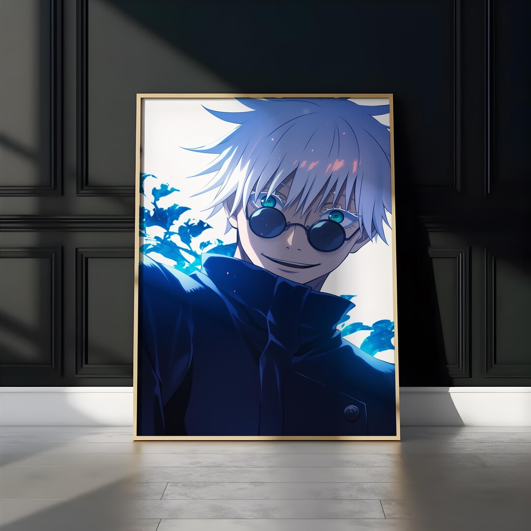 Anime Poster Blue Glow Aesthetic | Cool Hero Wall Art Print | Anime ...
