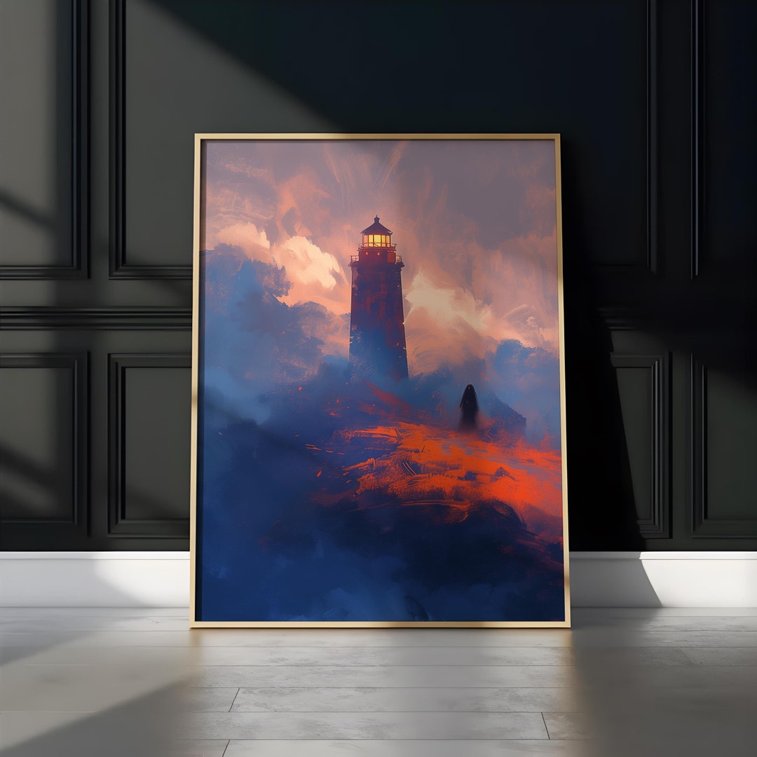 Vertical Lighthouse Poster, Ocean Art Print, Coastal Wall Decor ...