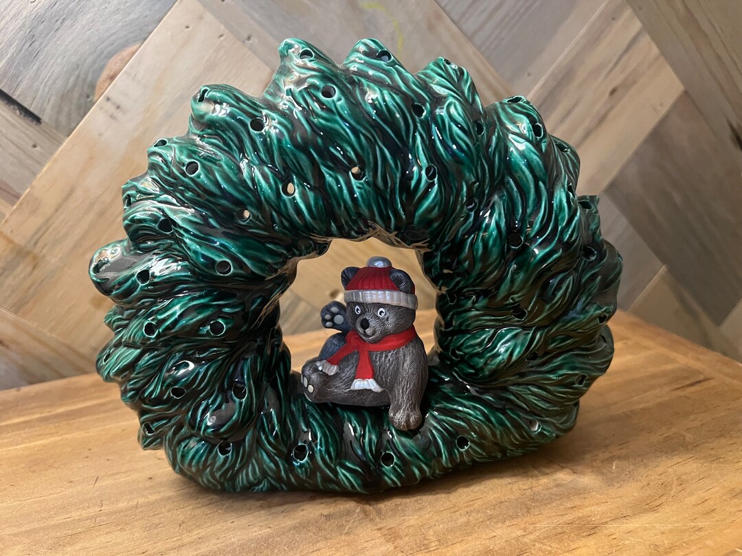Ceramic Light up Christmas Wreath Table Top Decor - Etsy