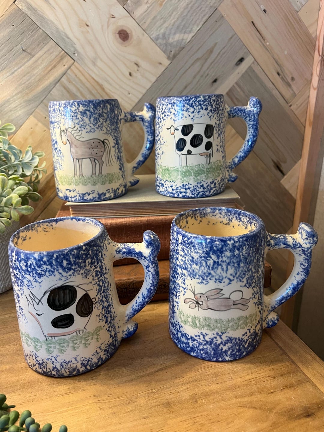 Vintage Molly Dallas Blue Splatter Mugs - Etsy