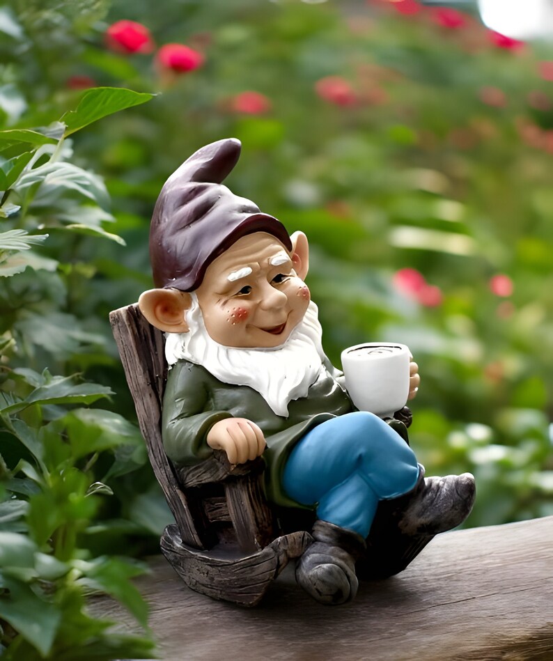 Gnome Rocking Chair, Garden Decor, Handmade Garden Ornament, Garden ...