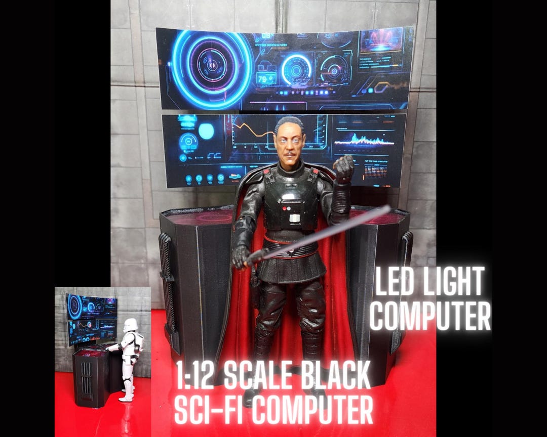 1 BLACK SCI Fi COMPUTER With Led Light, for 1:12 Scale Figures, Custom ...