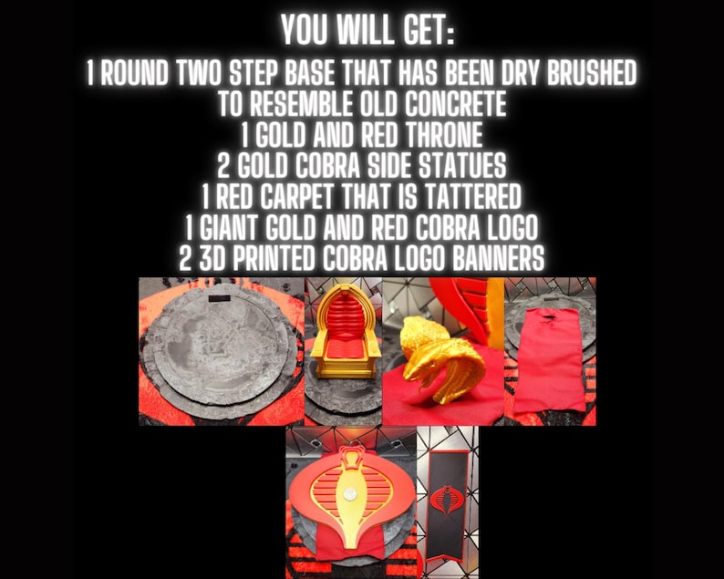 COBRA THRONE BUNDLE Diorama Gold and Red for 1:12 Scale Figures, Gi Joe ...
